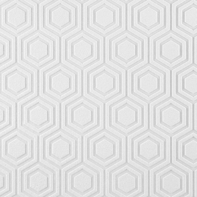 White Geometric Hexagon Textured Paintable Wallpaper | Anaglypta Hive