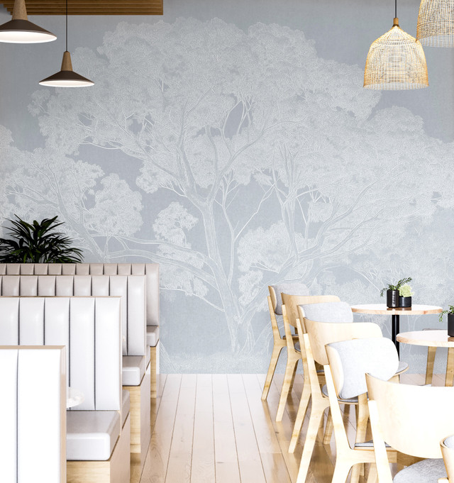 Blue Australian Bush Eucalyptus & Acacia Trees Wallpaper Mural