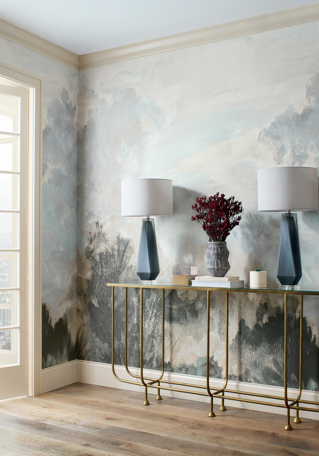 Landscape Scenery Watercolour Neutral Wallpaper Mural | Thibaut ...
