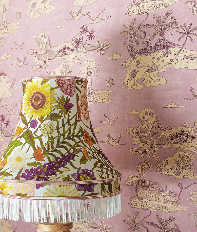 Architectural Structures Mythical Dancers Trees Mauve Purple Non Woven ...