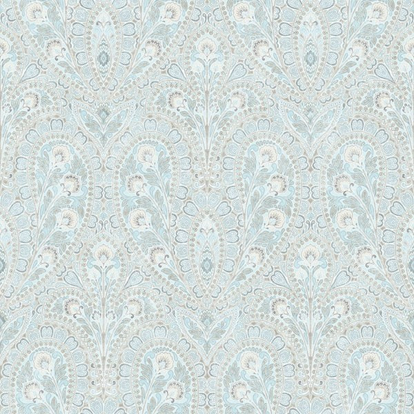 Vintage Style Paisley Damask Blue Vinyl Wallpaper | Galerie Ornamental
