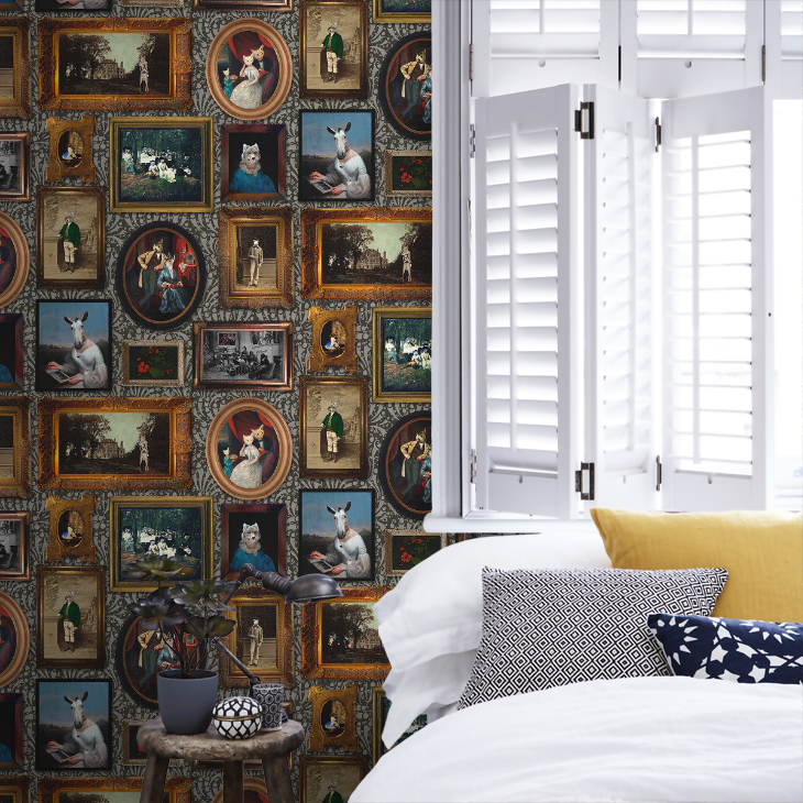 Vintage Framed Animals Charcoal Grey Wallpaper | Graduate Collection At ...