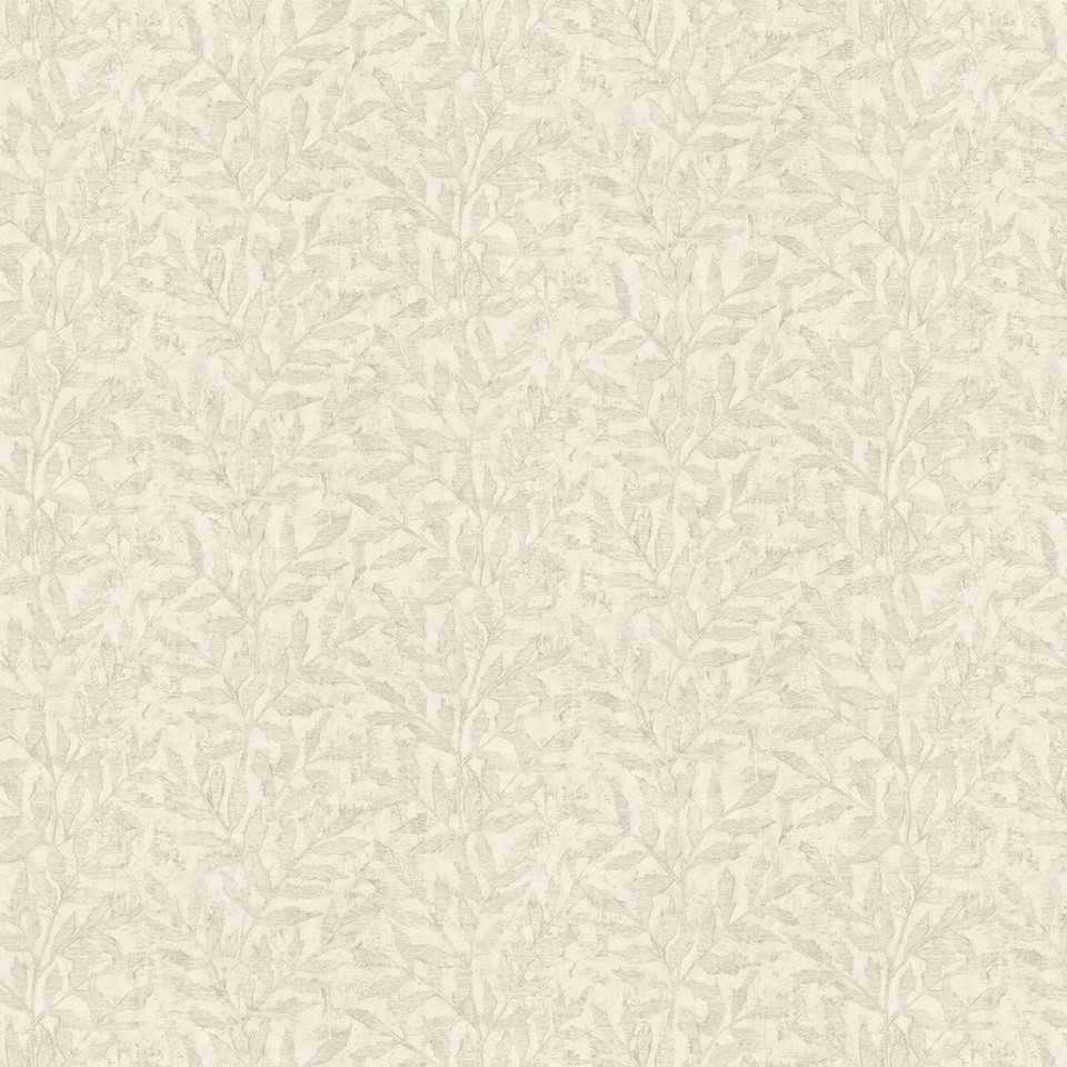 Trailing Leaves Cream Vinyl Wallpaper | Metallic Leaf