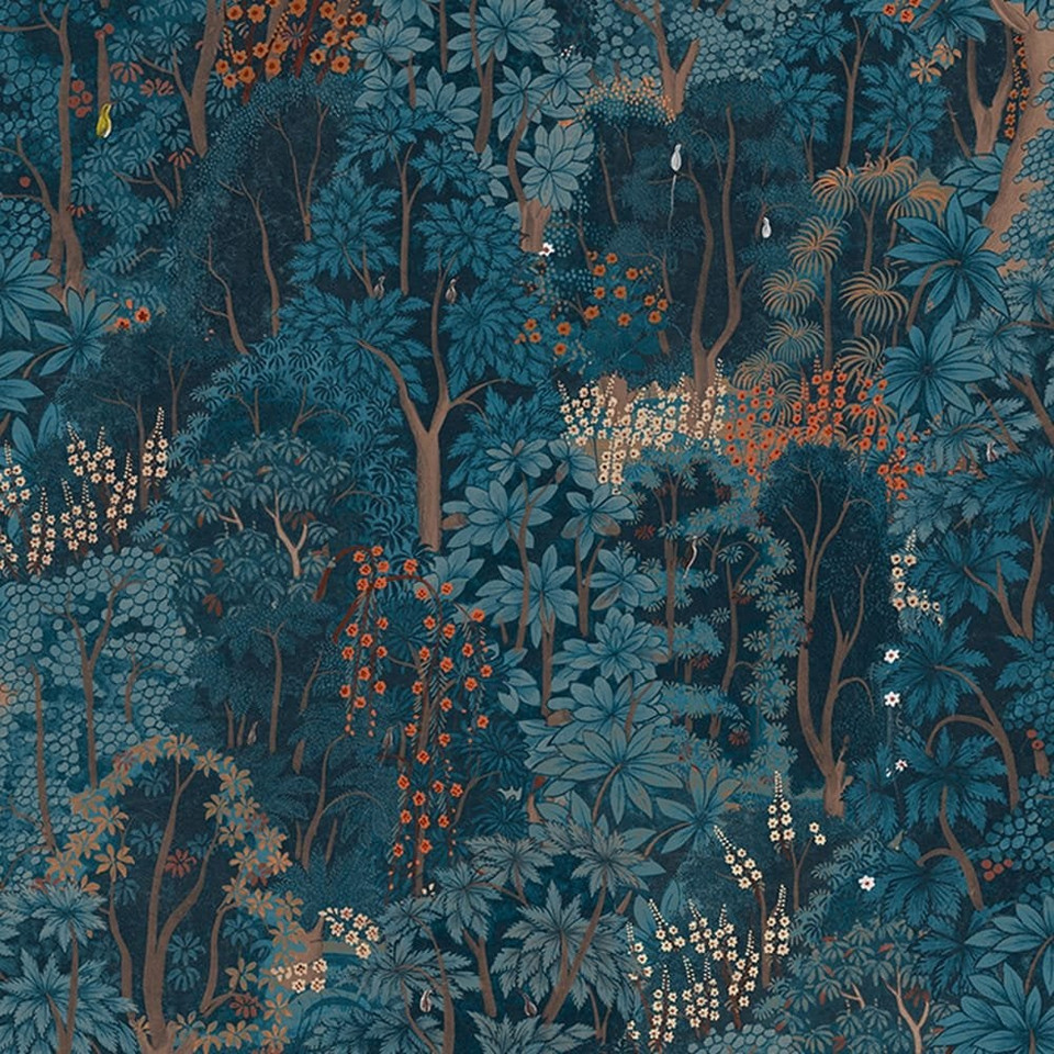 A Dramatic Forest Scape Navy Wallpaper | Graham and Brown New Eden