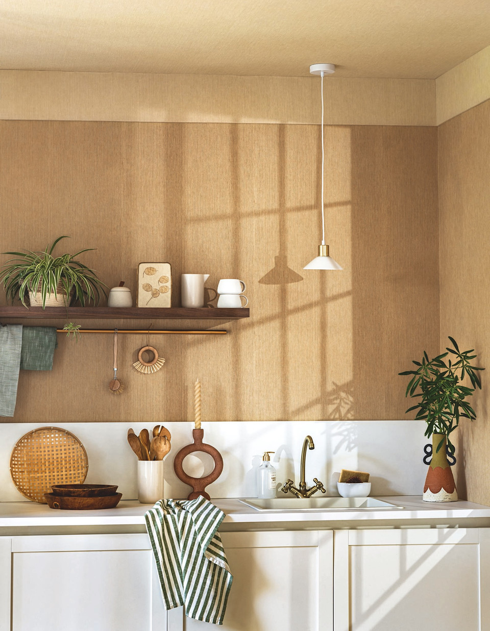 Khaki Yellow Green Faux Grasscloth Sisal Effect Textured Vinyl ...