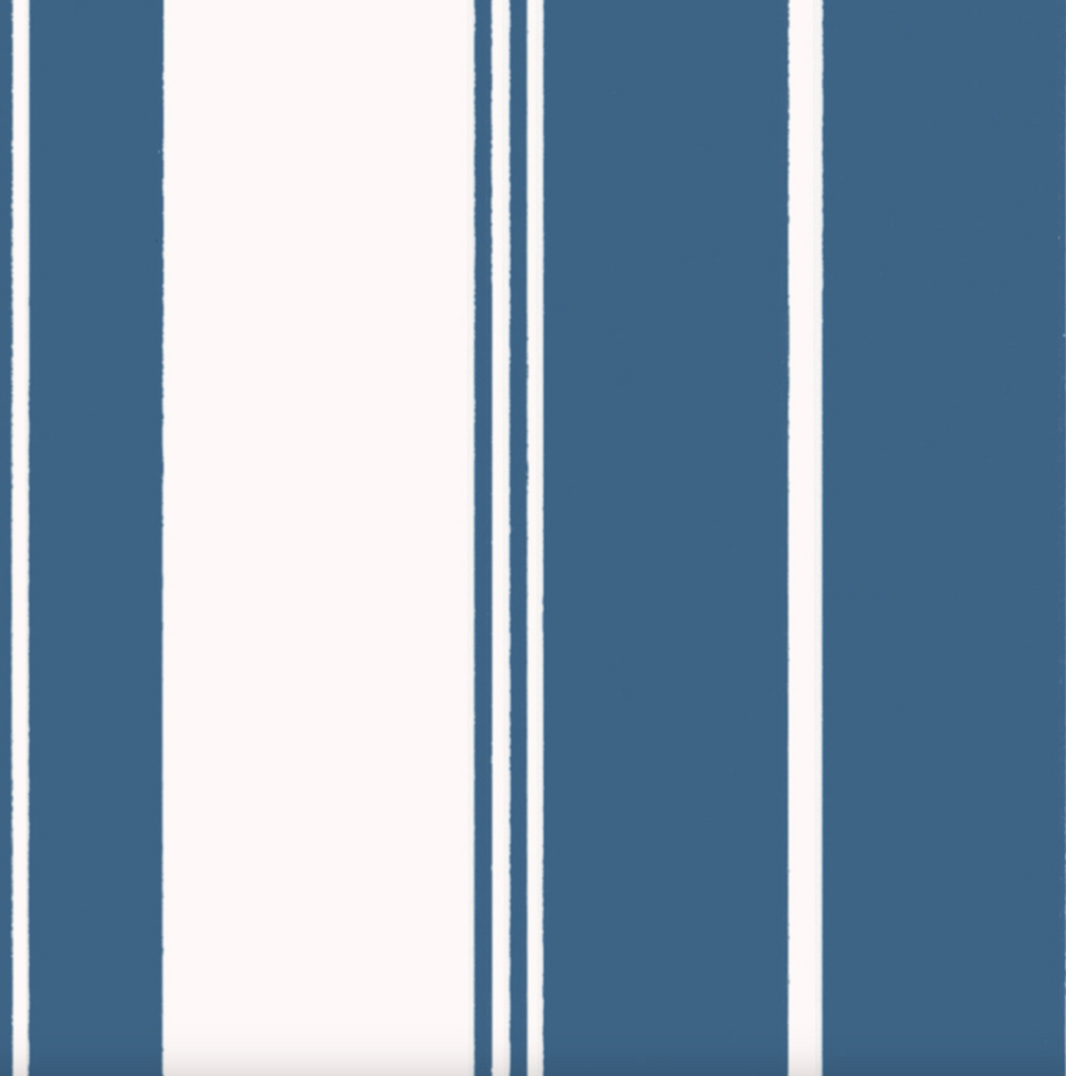 Classic Striped Navy Blue Wallpaper | Thibaut Norfolk Stripe