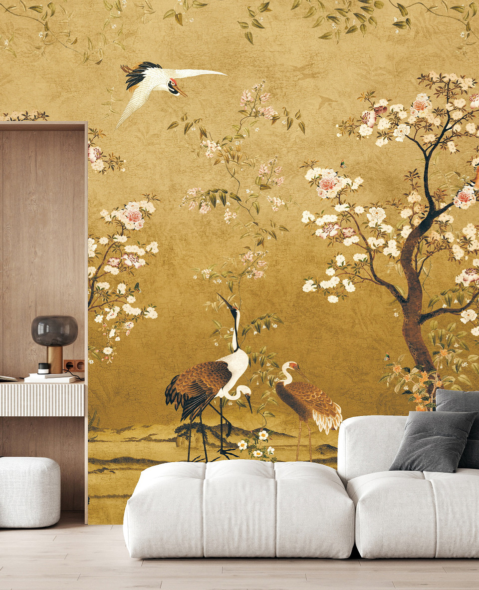 Mural - Lingering Garden Golden (Per Sqm) - Natty and Polly Wallpaper ...
