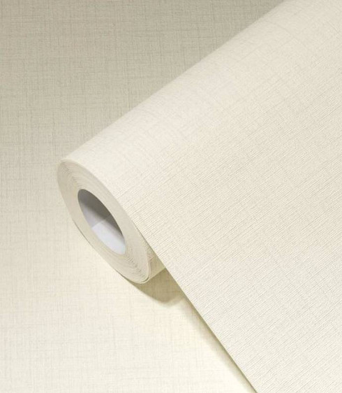 Plain Linen Effect Ivory Wallpaper | AS Creation Lightly Woven