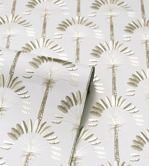 Geometric Layering Palm Trees Cream Gold Wallpaper | Arthouse