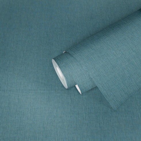 Textured Effect Teal Blue Wallpaper | AS Creation Hession