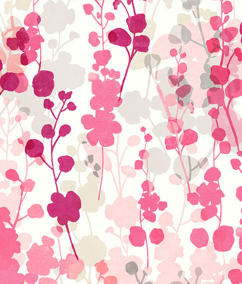 Delicate Watercolour Blooms Raspberry Pink Wallpaper | Ohpopsi Blossom