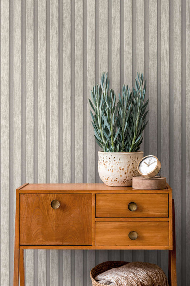 Textured Wood Panelling Effect Grey Non Woven Wallpaper | AS Creation ...