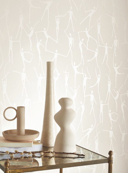 Abstract People White Ivory Wallpaper | Casadeco Alberto