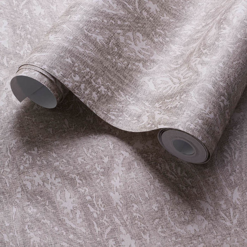 Large Scale Damask Effect Natural Linen Wallpaper | Clarke and Clarke ...