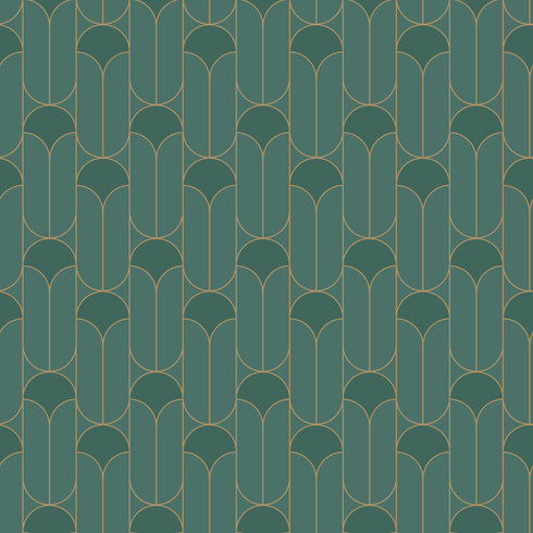 Geometric Art Deco Green Wallpaper | Caselio Paris