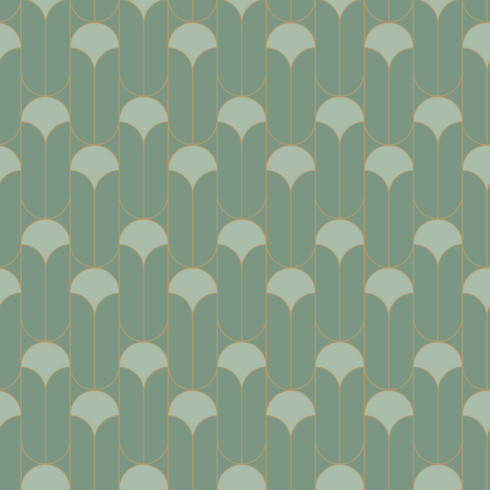 Geometric Art Deco Green Wallpaper | Caselio Paris
