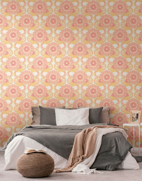 Retro Abstract Floral Pink Wallpaper | AS Creation Retro Chic
