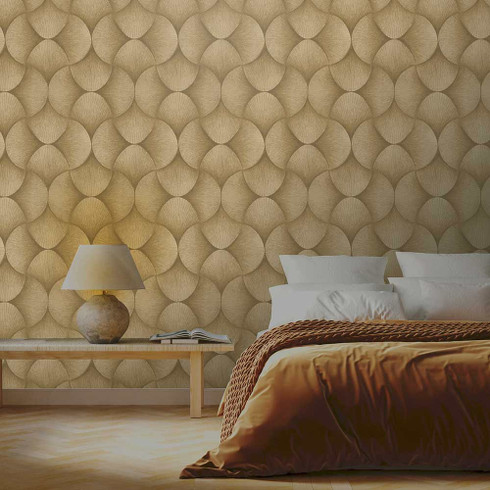 Abstract Geometric Gold Vinyl Wallpaper | Shell Fan