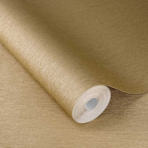 Plain Gold Vinyl Wallpaper | Textured Lines