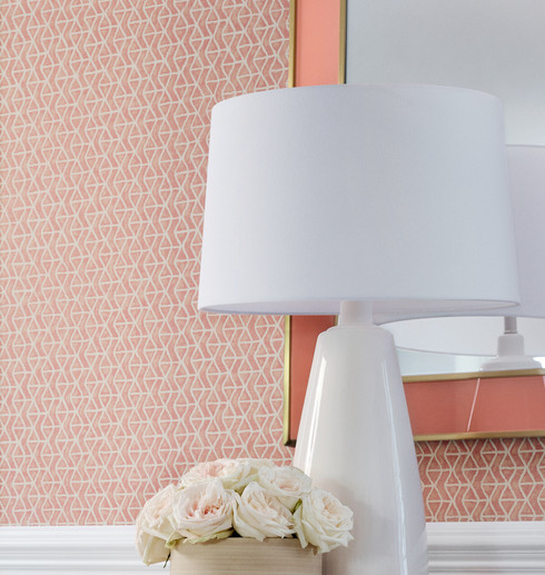 Graphic Geometric Pattern Blush Pink Wallpaper | Thibaut Stony Brook