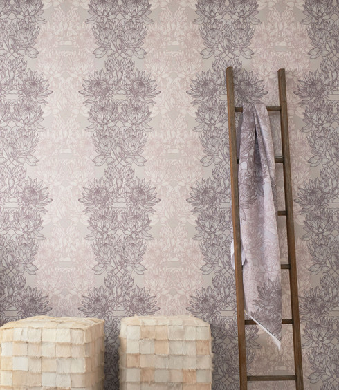 Large Scale Line Art Flower Purple Wallpaper | Patricia Braune Regal Protea