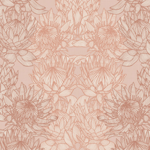 Large Scale Line Art Flower Orange Wallpaper | Patricia Braune Regal Protea