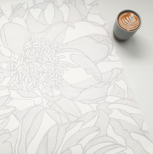 Large Scale Line Art Peony Blooms Grey Wallpaper | Patricia Braune ...