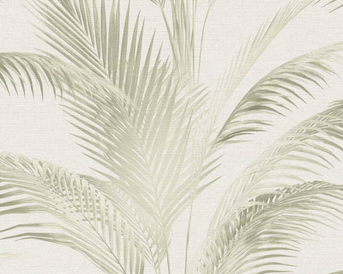 Textured Graceful Arching Fronds Cream Green Wallpaper | AS Creation ...