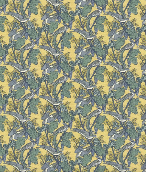 Vines Trailing Branches Bird Motifs Yellow Wallpaper | Laurence ...