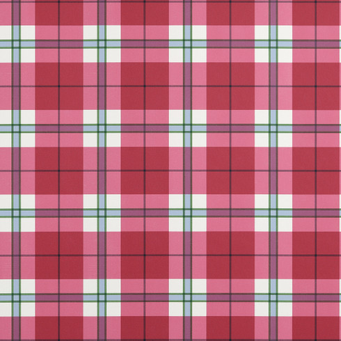 Large Scale Checkered Hot Pink / Red Wallpaper | Thibaut Douglas Plaid