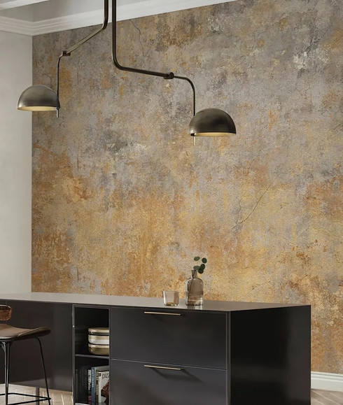 Golden Toned Rustic Concrete Wall Mural
