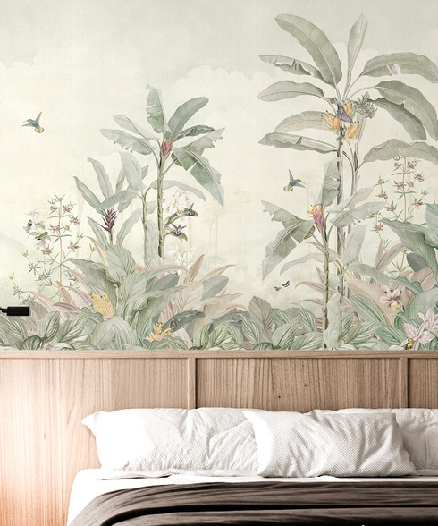 Mural - Borneo Faded Green (Per Sqm) - Natty and Polly Wallpaper Australia