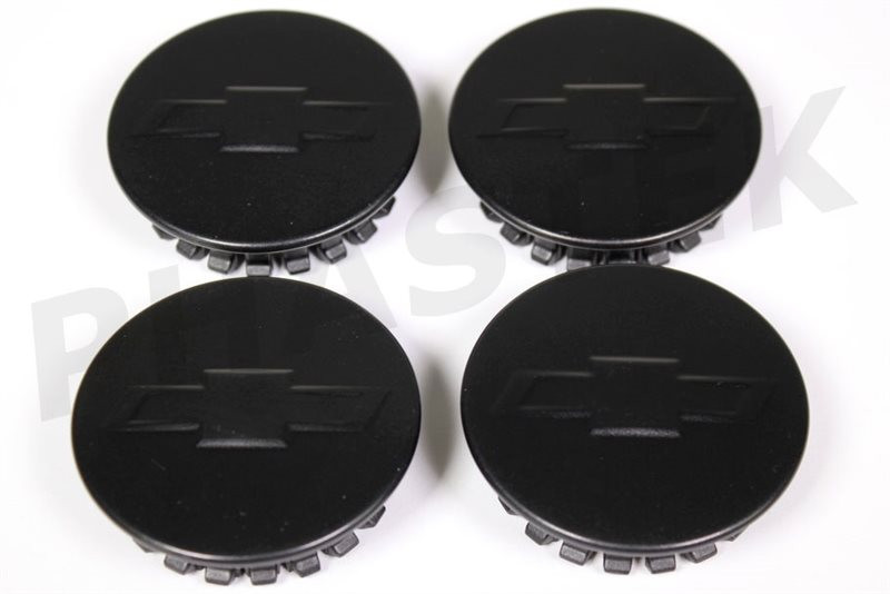 Chevrolet Satin Black Wheel Center Caps w/Bowtie Logo, Set of 4