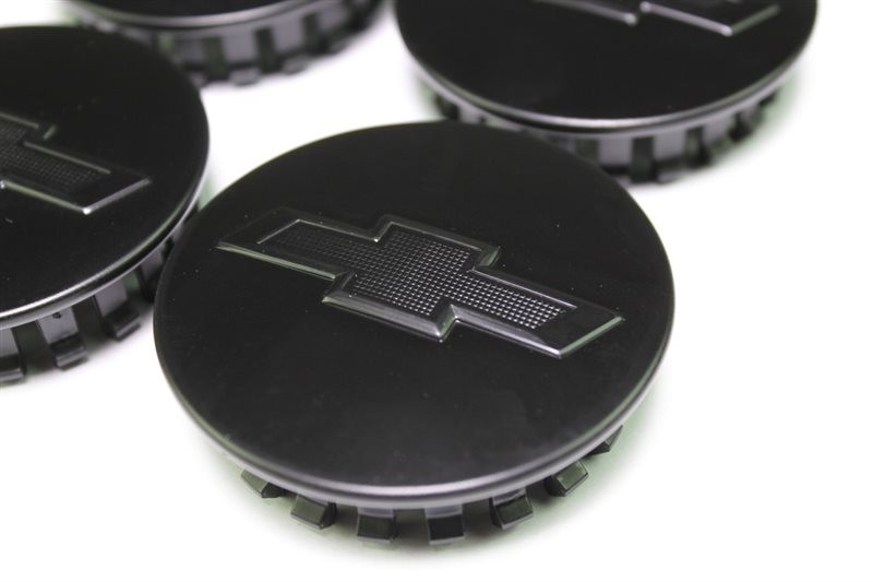 Chevrolet Satin Black Wheel Center Caps w/Bowtie Logo, Set of 4