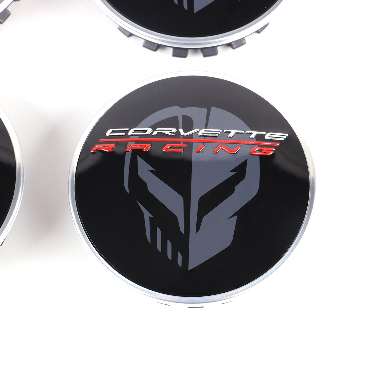 Chevrolet Center Caps w/ Jake Logo, Black, Set of 4