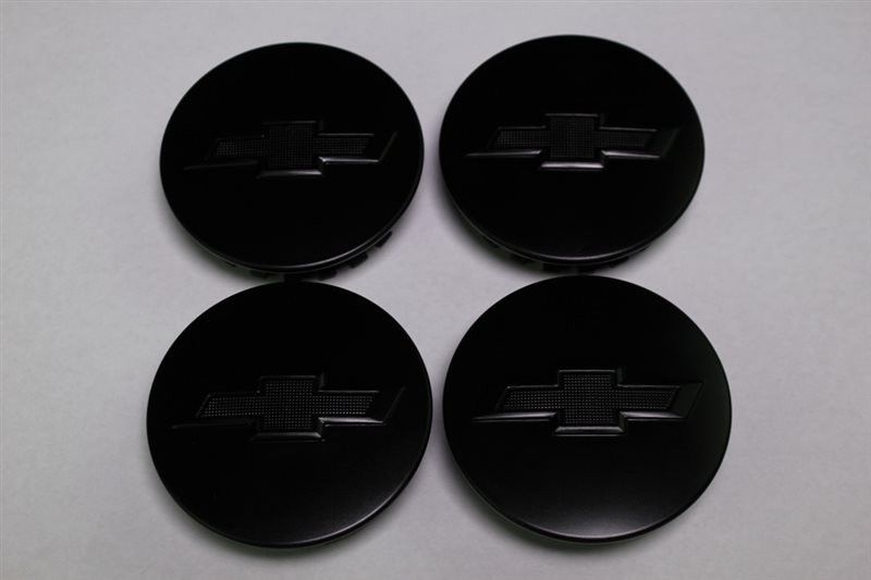 Chevrolet Satin Black Wheel Center Caps w/Bowtie Logo, Set of 4