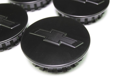 Chevrolet Satin Black Wheel Center Caps w/Bowtie Logo, Set of 4