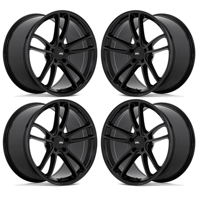 American Racing Mach Five Wheel Set, Gloss Black, 19x9 +30/19x11 +50