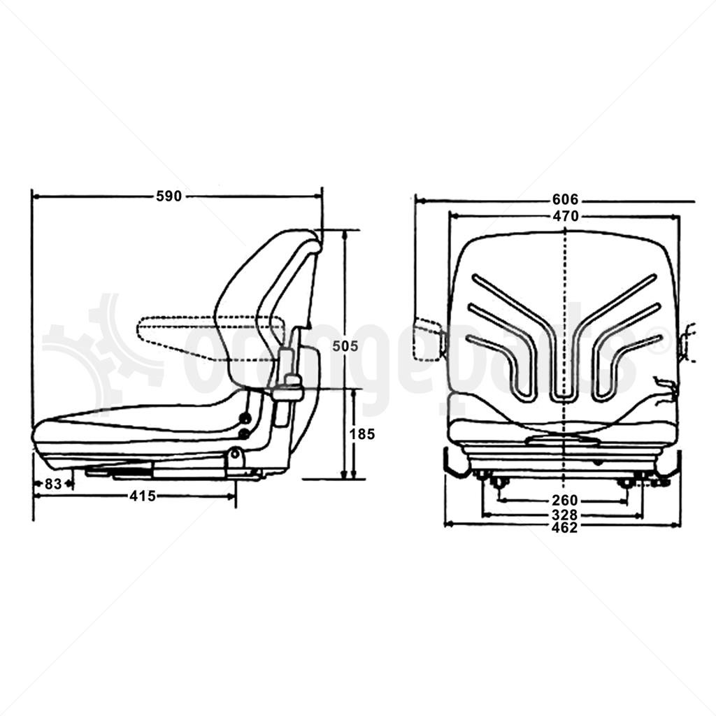 ORANGEPARTS 01011050E FORKLIFT SEAT GRAMMER MSG20 WITH SWITCH