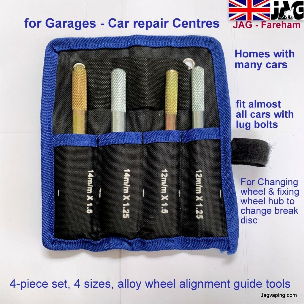 Alloy wheel alignment guide tool set,, 4 pieces, 4 sizes wheel lug bolts Alloy wheel alignment guide tool set,, 4 pieces, 4 sizes wheel lug bolts