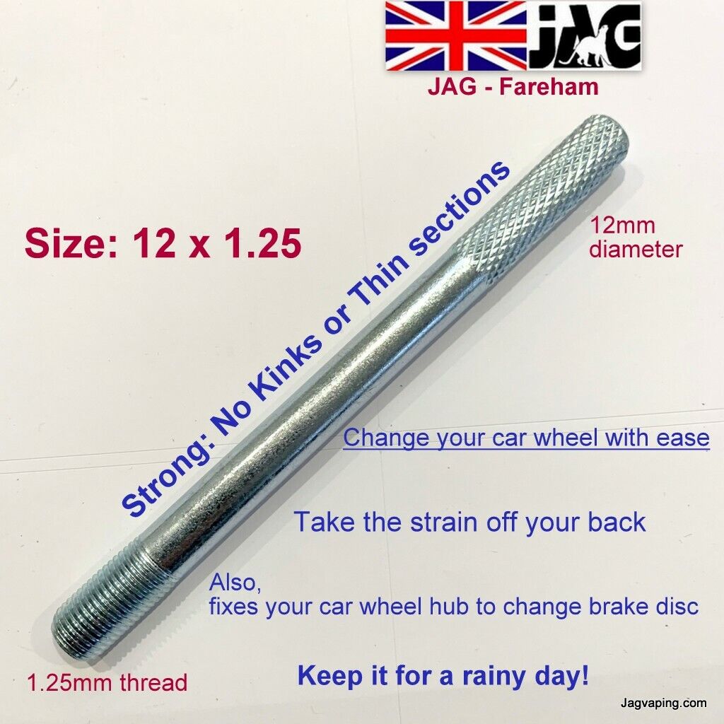 M12x1.25 Alloy wheel alignment guide tool, mount hanger pin, wheel lug bolt