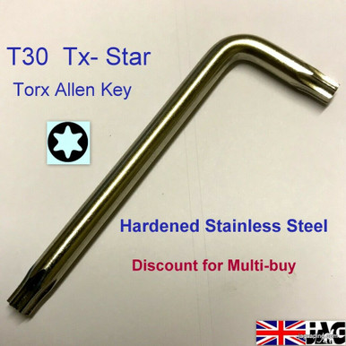 T30 TORX Allen Key, 80mm long , Tx- Star Allen Key,