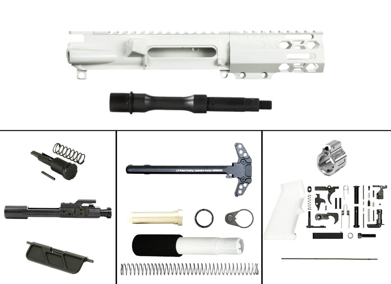 AR-15 5.56 7.5" Stormtrooper White Pistol Complete Build Kit