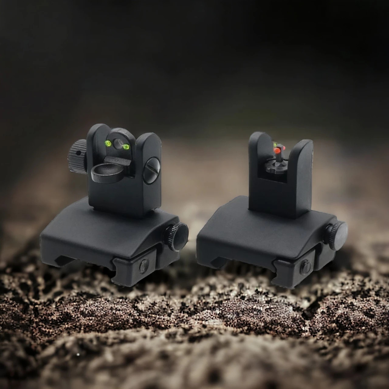 Fiber Optics Aluminum Flip Up Front & Rear Sights