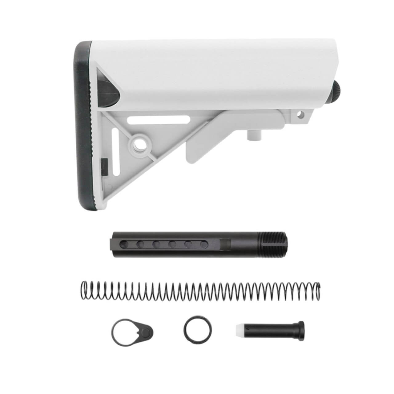 AR-15 White Cerakote SOPMOD Stock Buffer Tube Kit