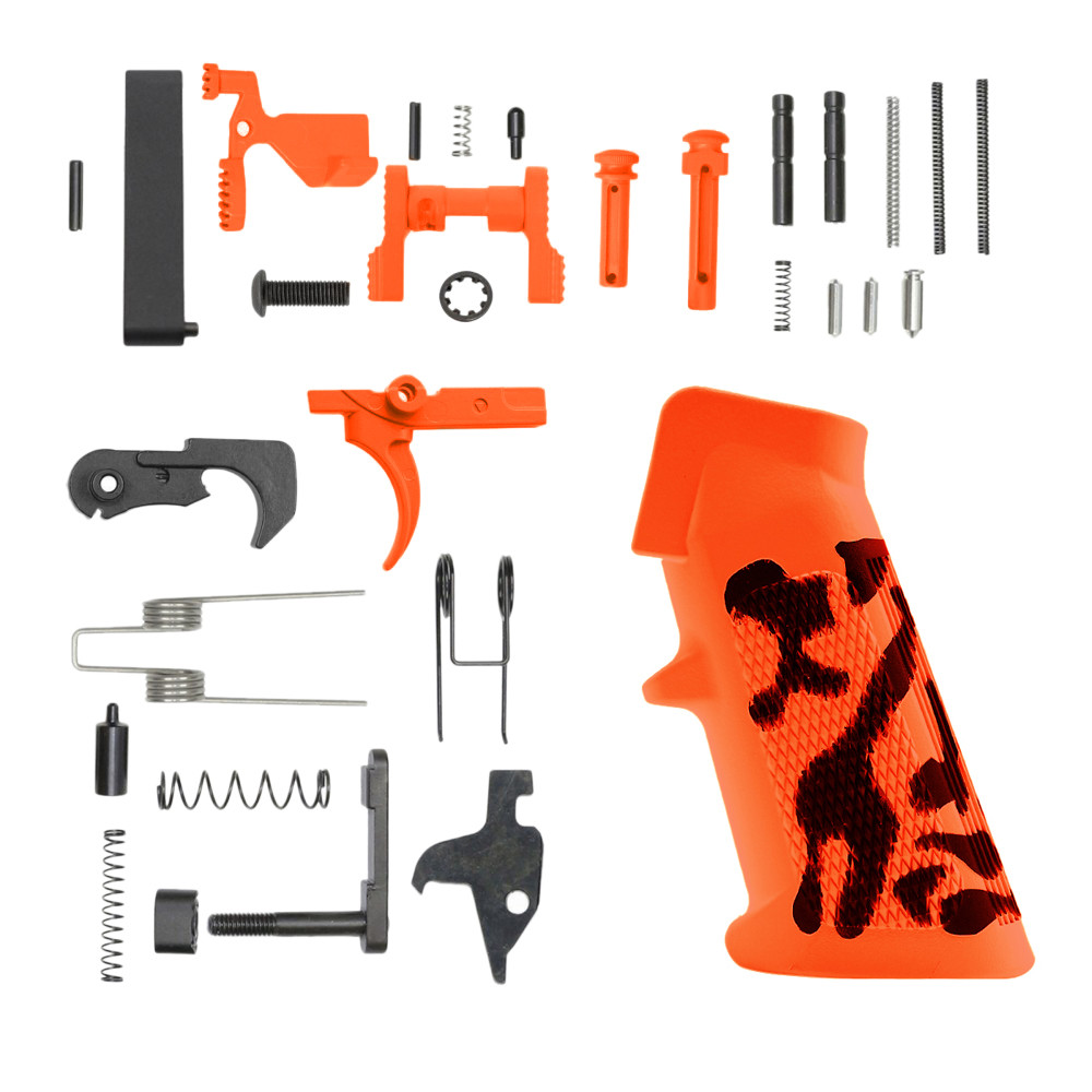 AR-15 Hunter Orange Camo Cerakote Enhanced Lower Parts Kit