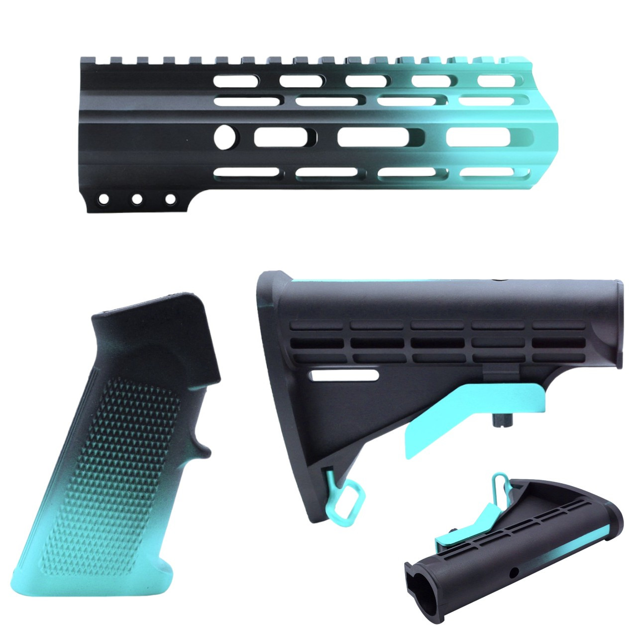 AR-15 Robins Egg Blue/Black Cerakote Gradient Furniture Set