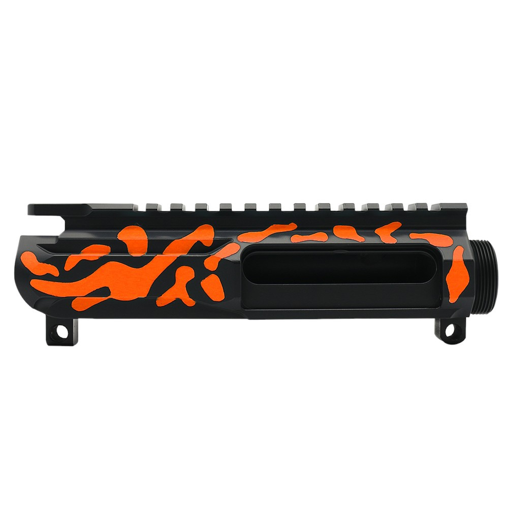 AR-15 Hunter Orange Black Camo Billet Upper Receiver