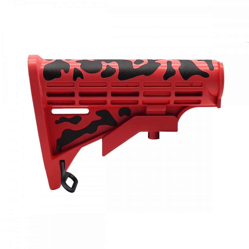 AR-15 Cerakote Red & Black Camo Collapsible Stock