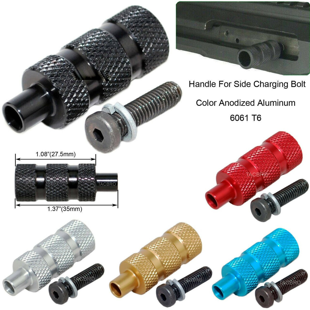 AR-15 .223 Silver Aluminum Extended Side Charging Handle Bolt